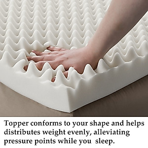 Greaton, 3-Inch Convoluted High Density Foam Mattress Topper, CertiPUR-US Certified for Superior Comfort and Support, King, White