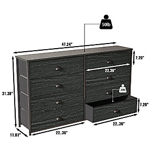 Furnulem Wide Dresser with 9 Large Drawers for 55'' Long TV Stand and 8 Drawer Dresser Wide 47'' Long, Storage Chest of Drawer for 55'' TV Stand