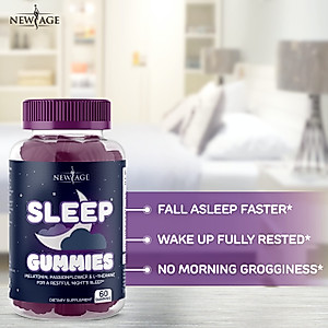 NEW AGE Sleep Melatonin Gummies 2 Pack - All Natural Flavor with L Theanine, Passionflower, Chamomile, and Lemon Balm - Made in The USA - 120 Gummies - 60 Night Supply