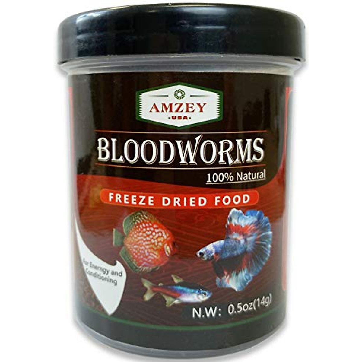 Blood Worms 0.5 oz -100% Natural Freeze Dried Blood Worms - Aquarium Fish Food - High Protein Food for Betta Fish, Food for Goldfish, Food for Cichlid, Food for Guppy, Food for Discus, Food for Turtle