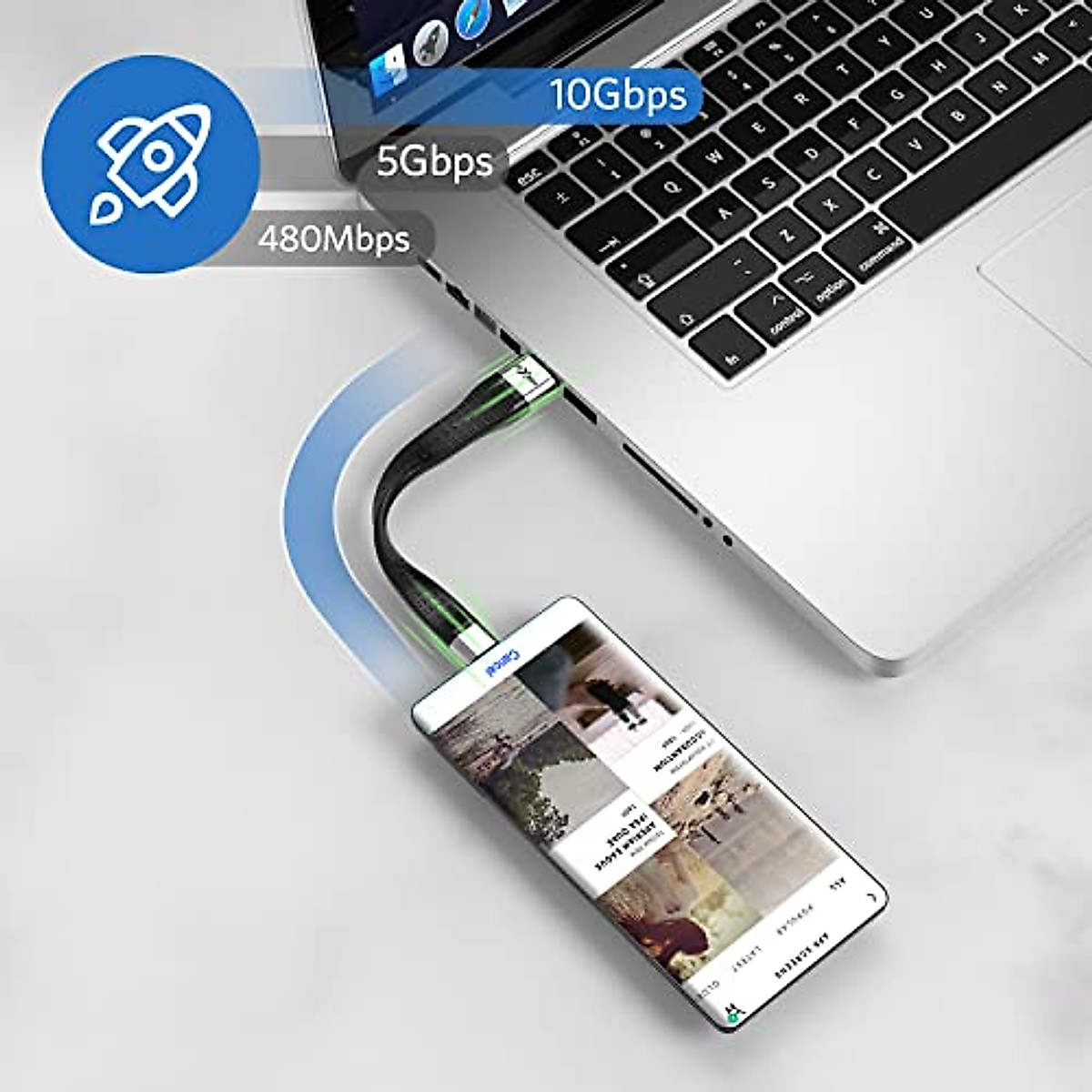 Rixmie Short USB C Cable [5.5 inch], USB A to USB C Short Cable, 10Gbps Data Transfer, 3.0 QC Fast Charging, Support Android Auto