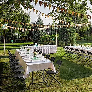 VINGLI 6 FT Plastic Folding Table Set with 8 Black Folding Chairs for Picnic, Event, Training, Outdoor Activities, at Home and Commercial Use