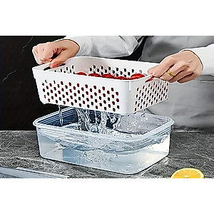 Large Size Food Storage & Fresh Produce Container with Built-in Removable Strainer - Fresh Produce Saver - BPA-Free, Leak-Proof Lid (Large)