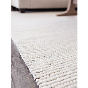 S & L Homes Wool Cotton Hand Woven Chunky Knit Popcorn Rug - Ivory Contemporary Area Rug for Living Room Bedroom (8' x 10' - Ivory)