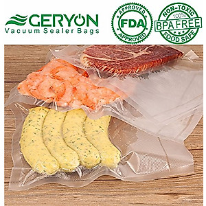 GERYON Vacuum Sealer Bags, Pre-Cut Food Sealer Bags Quart Size 8"x12" for Food Storage & Sous Vide Cooking, 50 Count
