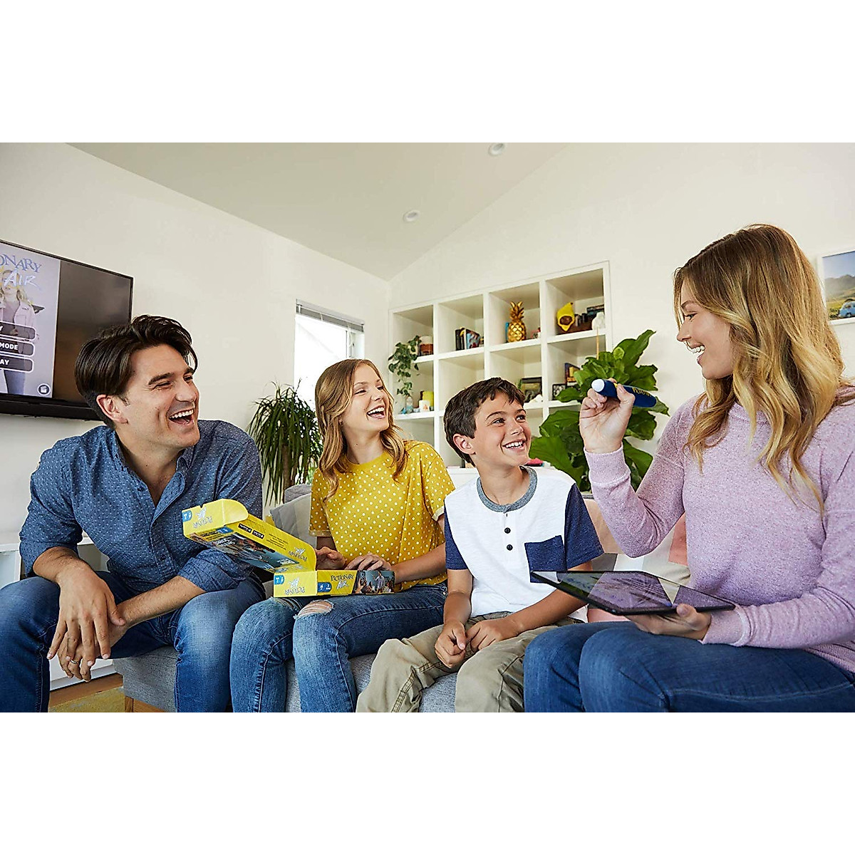 Mattel Games Pictionary Air Family Game for Kids & Adults with Light Pen and Clue Cards, Connect to Smart Devices