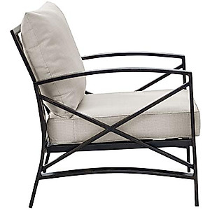 Crosley Furniture KO60007BZ-OL Kaplan Outdoor Metal Arm Chair, Oiled Bronze with Oatmeal Cushions