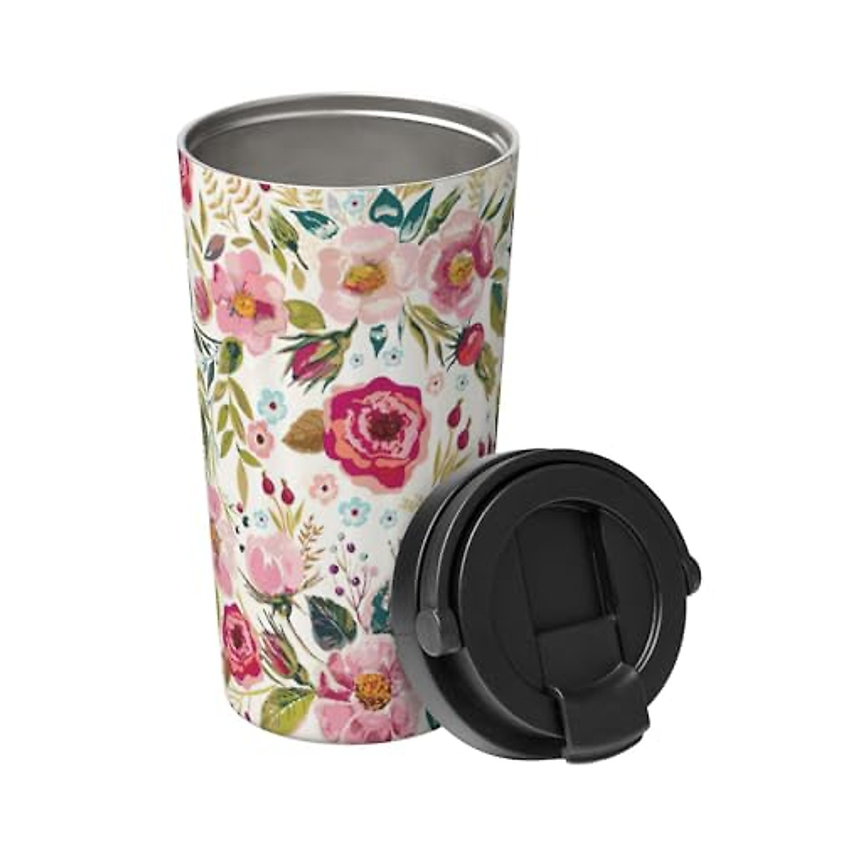 WANGXUEE flower leaf Print 500ml Stainless Steel Travel Tumbler Double Wall Vacuum Insulated Coffee Mug
