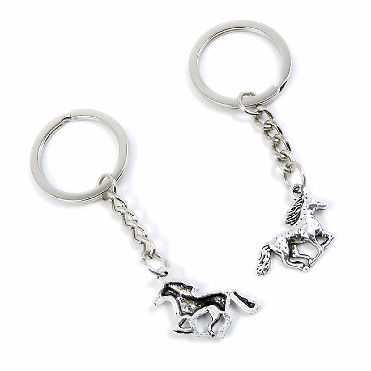 100 Pieces Keychain Keyring Door Car Key Chain Ring Tag Charms Supplies W2PW1E Running Horse