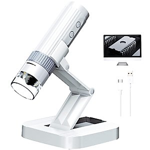 USB Digital Microscope, GUVOP 50X-1000X Handheld Pocket Microscopes Camera, 1080P HD Coin Microscope, Trichome Mini Camera Magnifier with 8 Adjustable LED, Compatible with Mac, PC View Windows- White
