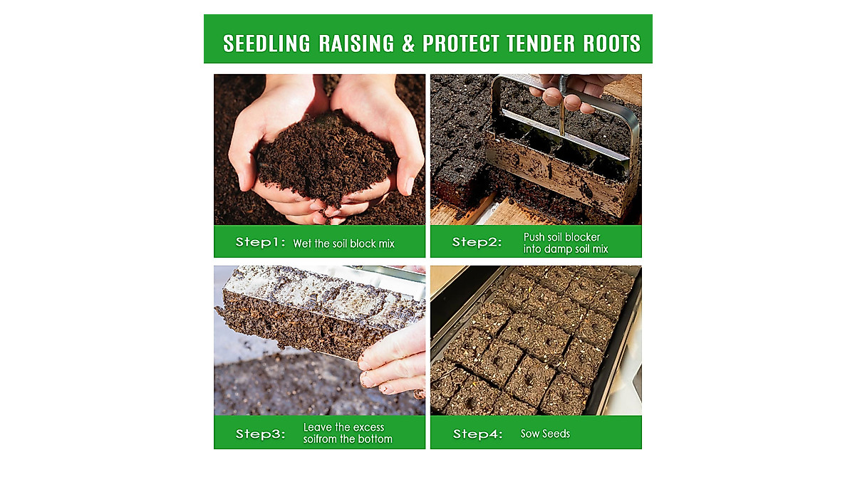 Soil Blocker, 8 Cell Soil Blocker for Seed Starting, 2 inch Manual Soil ...