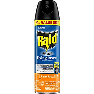Raid Flying Insect Killer, Kills Flies, Mosquitoes, and Other Flying Insects on Contact, for Indoor and Outdoor Use, Orange Breeze Scent, 18 oz (3 Pack)
