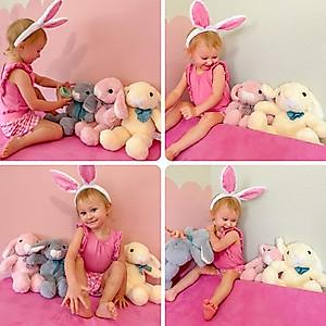 BENINY Easter Bunny Stuffed Animal in 3 Colors, Cute Stuffed Bunny Rabbit Plush Toys Gift for Girls Kids,14 Inches (Grey/White/Pink)
