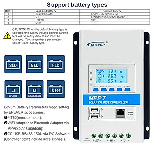 EPEVER MPPT Solar Charge Controller 30A 12V 24V Auto Max PV 100V Solar Panel Charger DS2 + UCS Intelligent Modular Regulator for Sealed AGM Gel Flooded LiFePO4 Battery (30A,Triron3210N)