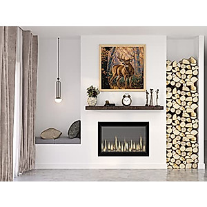 DOGBERRY 54" Farmhouse Solid Wood Mantel Shelf | Floating Shelf Design | Reclaimed Wood Shelf | Modern Invisible Brackets – Heavy Duty Engineering | 3” Thick Slab | Rustic Design - Dark Chocolate