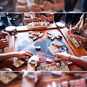 Jetec 8 Pieces Wooden Domino Racks Domino Trays Holders Organizer Natural Wood Domino Trays with 3 Tilted Rows for Mexican Train Chickenfoot Mahjong and Other Domino Games