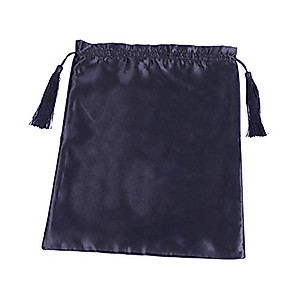 Silk Satin Wig Bags, Hair Storage Bags for Packaging Wigs, Bundles, Hair Extensions, Travel, Large Satin Bags with Drawstring Pouches Gift Bags with Tassel AliPearl Hair Bags (3 Black Bags)