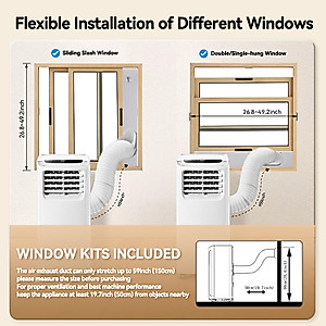 Breezestival Portable Air Conditioner, 8000 BTU Dehumidifier with Remote Control, 4-in-1 Portable AC Unit with Remote Control, Digital Display, 24 Hours Timer, Installation Kits, Free Standing