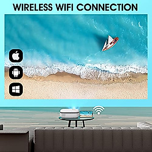 DBPOWER 8500L Mini WiFi Projector, WiFi Projector 1080P Supported Outdoor Projector, Portable Mini Projector with Carrying Bag Video Projector Compatible w/TV Stick/Phone/Laptop/PC/PS4