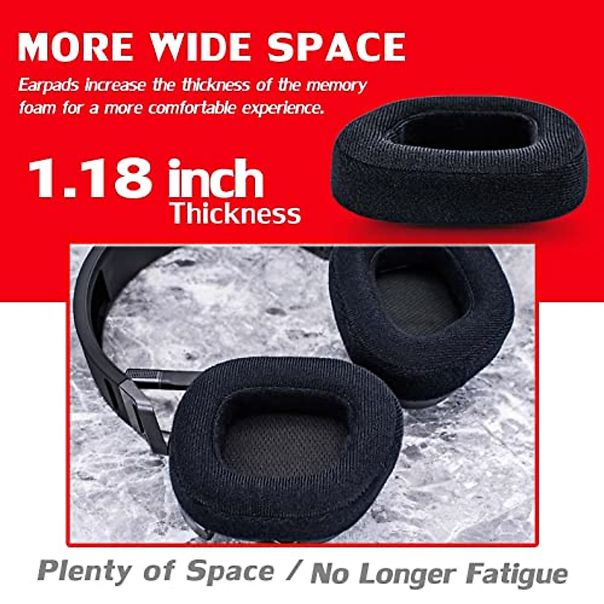 HS80 Ear Pads Compatible with HS80 Headset I Thicker Enhanced Memory Foam - More Soft Comfort Micro Velour by DIMOST