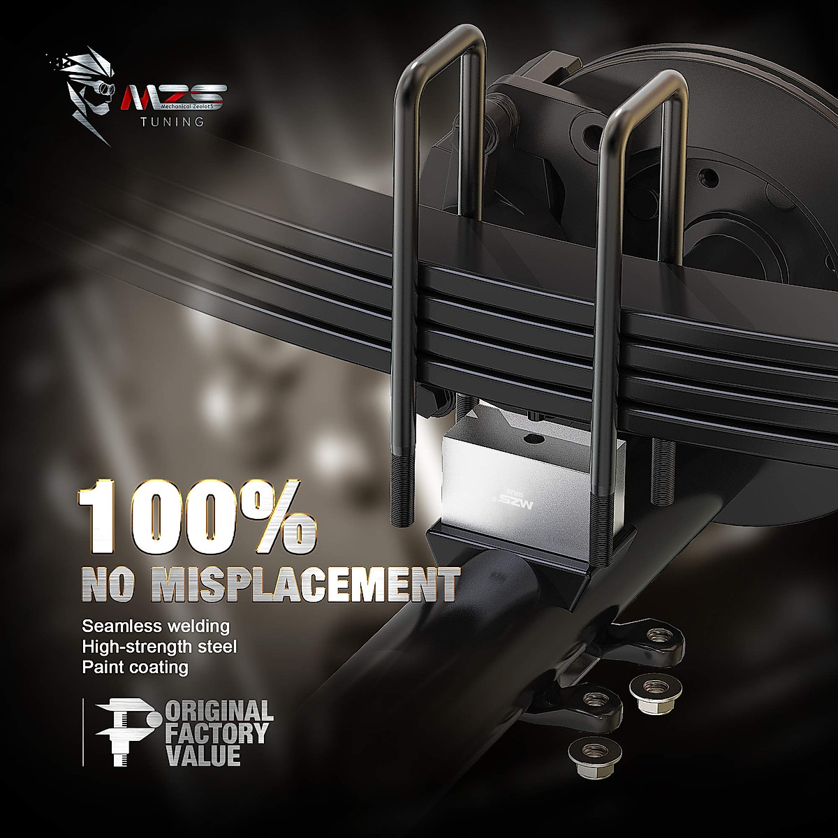 MZS Rear Leveling Kit 2" Lift Blocks + U-Bolts Compatible with 1995-2024 Tacoma 2WD 4WD