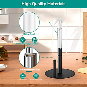 Ceuku Paper Towel Holder Countertop with Spray Bottle Paper Towel Stand with Weighted Base for Kitchen Bathroom, One-Handed Tear Stainless Steel Paper Towel Holder