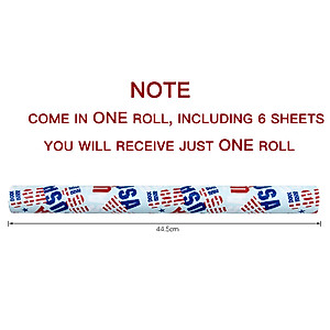 WRAPAHOLIC Wrapping Paper Sheet - Memorial Day, 4th of July Design for Birthday, Holiday, Wedding, Baby Shower - 1 Roll Contains 6 Sheets - 17.5 inch X 39.3 inch Per Sheet
