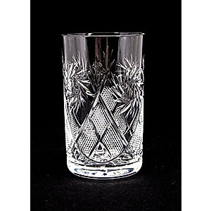 World Gifts Cut Crystal Drinking Glass for Hot/Cold Beverage Fits Russian Metal Glass Holder Podstakannik - USSR Soviet Glassware - 8.5 oz
