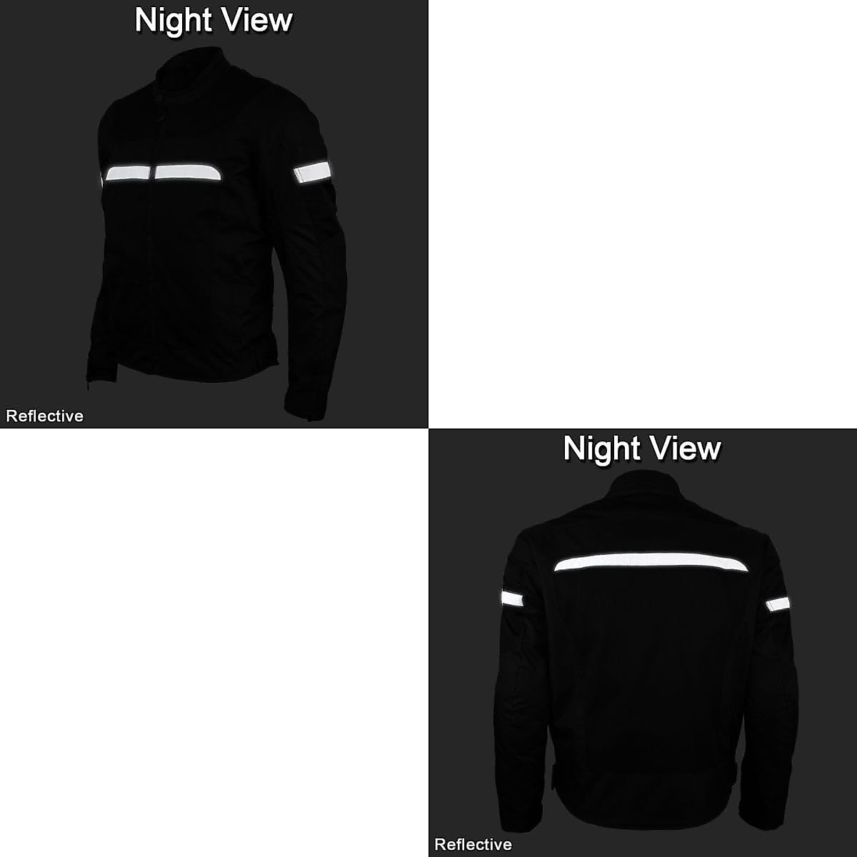 Vance Leather Revo Mens Black Advanced All-Season Reflective Mesh & Textile Motorcycle Jacket w/CE Armor & Removable Liner (Black, Large)