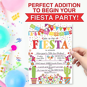 Hadley Designs 25 Taco Mexican Fiesta Cactus Party Invitations, Cinco De Mayo Quinceanera Pinata Twosday Theme Invites, Birthday, Baby/Bridal Shower, Gender Reveal Event Ideas Printable Card Supplies