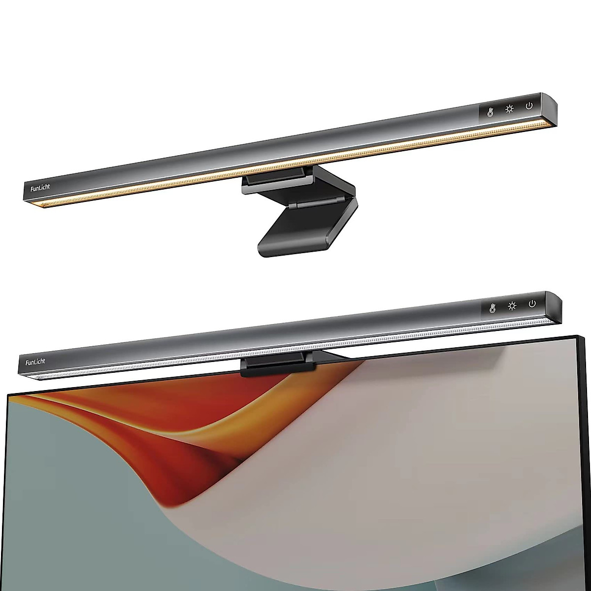 Funlicht Monitor Light Bar, Computer Monitor Lamp for Eye Caring LED Dimmable Screen Light Bar, Touch Control USB Powered Screenbar for Desk/Office/Home/Game, Silver Gray