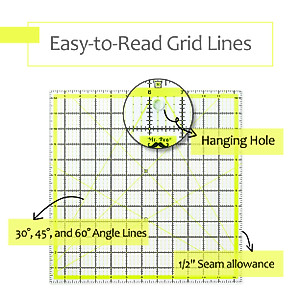 Mr. Pen- Quilting Ruler Set, 4 Pcs, Sizes (4.5"X4.5")-(6"X6)-(9.5"X9.5")-(12.5"X12.5"), Quilting Squares, Quilt Ruler, Rulers for Quilting and Sewing, Clear Quilting Ruler, Quilt Rulers, Acrylic Ruler