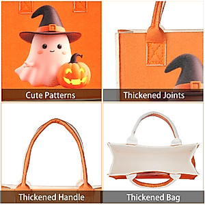 JIWINNER 3PCS Halloween Treat Bags for Candy - 8×8×4“ Halloween Bags with Handles - Reusable Halloween Candy Bags - Durable Halloween Bags for Trick or Treat
