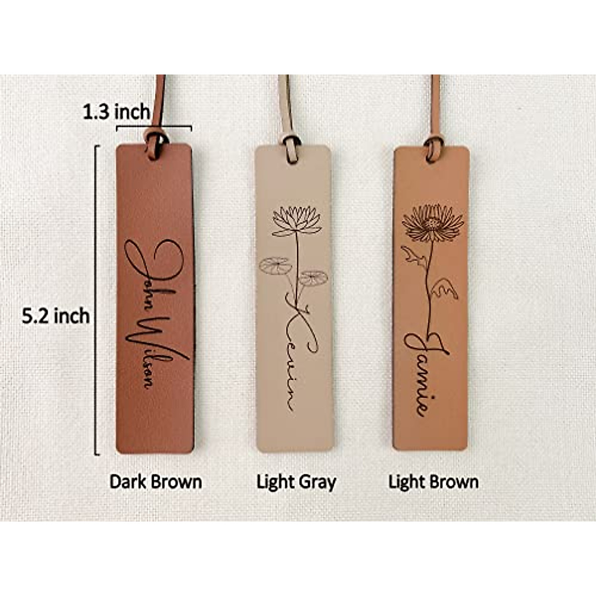 Personalized Engraved Leather Bookmark, Birth Flower Bookmark, Reader Gift, Name Bookmark, Birthday Gift for Her, Valentines/Anniversary Gift for Him/Couple.