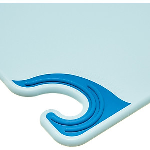 San Jamar Saf-T-Grip Plastic Cutting Board with Safety Hook, 12" x 18" x 0.5", Blue