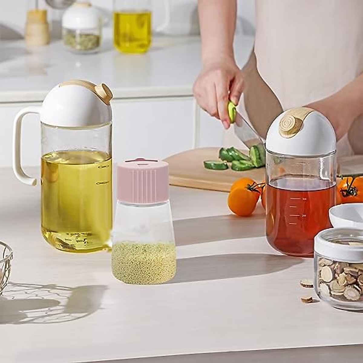 Terrarium Glass Spices Jars 4pcs Barbecue Salt Pepper Sugar Shaker Container Seasoning Shakers Bottles Refillable Bottle Dispenser for Camping Travel Home Glass Containers