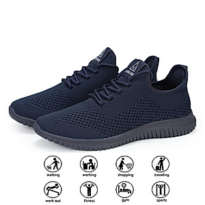 BXYJDJ Men's Running Shoes Walking Trainers Sneaker Athletic Gym Fitness Sport Shoes Lightweight Casual Working Jogging Outdoor Shoe Allblue Size8.5
