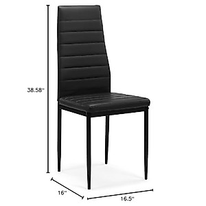 Wycian Kitchen Chair High Chair Seat, Boho Accent Chair 4PCS Black Pu Capacity 280LB 16.5" L 16" W 38.58" H Living Room Bedroom Dining Rooms Garden