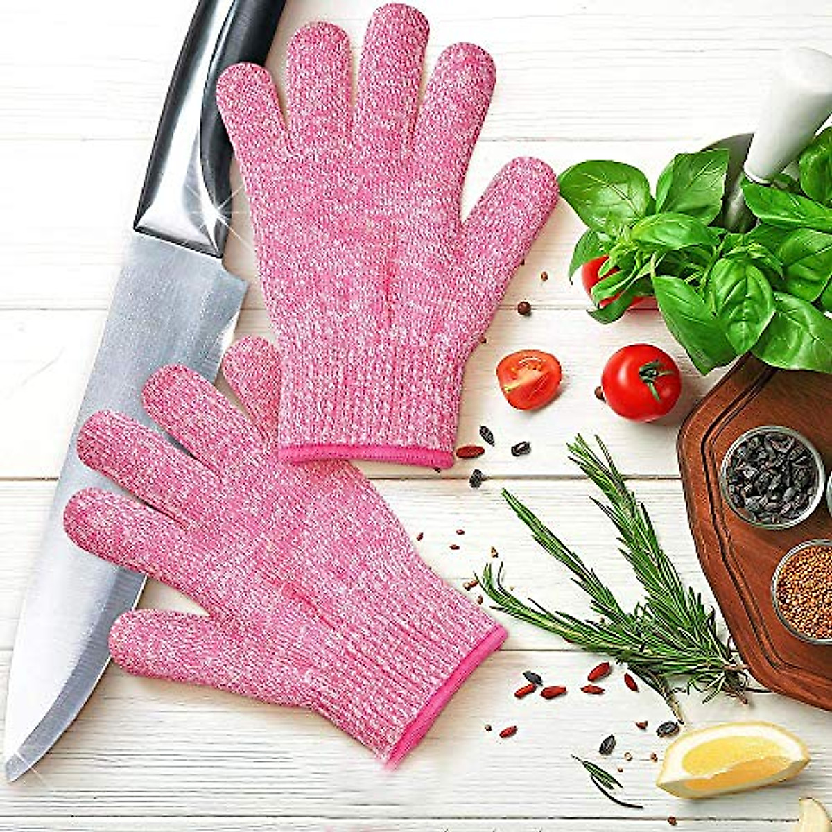 Kid Size Cut Resistant Gloves, Safety Gloves for Children Hand Protection, Maximum Child Protection for Cooking, Oyster Shucking and Garden (2 Pair)