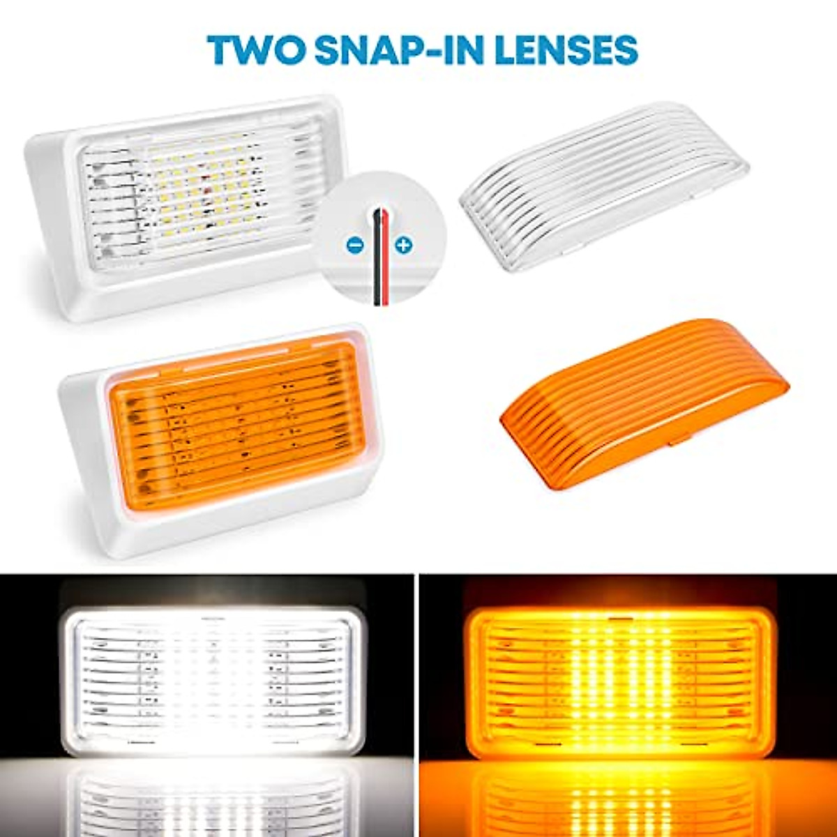 Kohree 320Lumen LED RV Porch Light Exterior Utility Light 12v Lighting Fixture, Replacement Lighting for RVs, Trailers, Campers, 5th Wheels. White Base, Clear and Amber Lenses Included