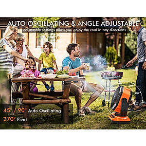 40000mAh Battery Operated Camping Fan, Rechargeable High Velocity Floor Fan, Auto Oscillation Remote Control Timer - Cordless Outdoor Fan for Car Travel RV Camp Garage Patio Hurricane Emergency