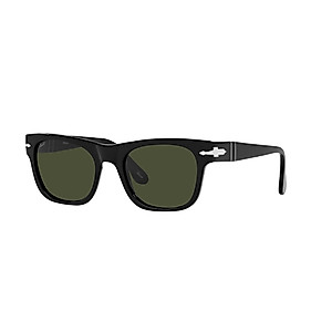 Persol PO3269S Square Sunglasses, Black/Green, 52 mm