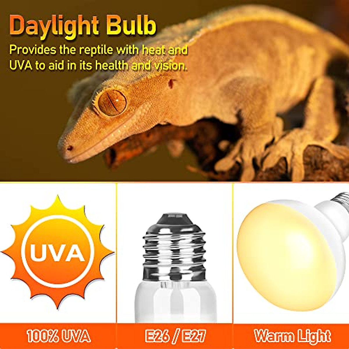 NEPTONION Reptile Heat Lamp 75W UV Heat Light Bulb, Basking Daylight Spot Bulb for Lizard, Tortoise, Bearded Dragon (E26,110V)