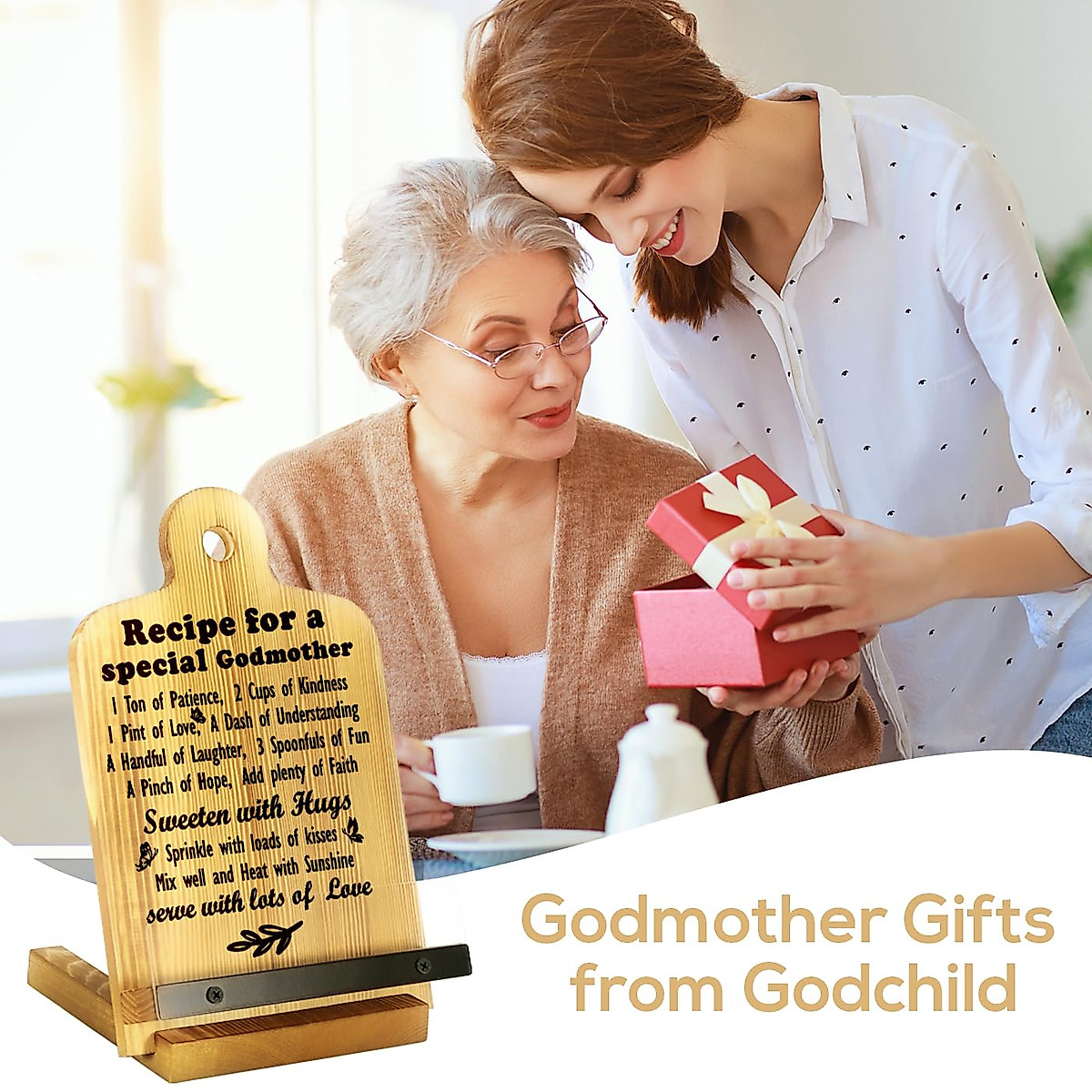 Godmother Gifts from Godchild Godmother Gifts Cookbook Stand, Godmother Birthday Gifts and Godmother Proposal Baptism Gifts to My Godmother Gifts Kitchen Recipe Book Stand C-003