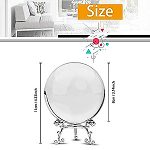 MerryNine 80mm/3.15" Photograph K9 Crystal Ball with Stylish Metallic Stand and Microfiber Pouch, Decorative and Photography Accessory (Transparent)