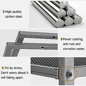 EKNITEY Adjustable Storage Shelf, Metal Kitchen Shelving, Microwave Oven Shelf Utility Storage Shelf with 4 Hooks(4-Tier)