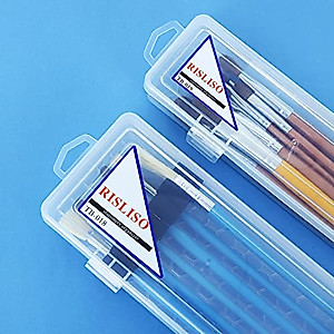 RISLISO Paint Brush Holder with Foam Inserts, Fine Art Portable Paint Brush Organizer Long Paint Brushes Watercolor Brush Case Storage Box Container