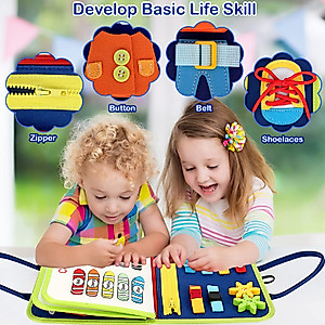 Busy Board, Toddler Busy Book for 1 2 3 4 Year-Old Boys Girls Birthday Gifts - 8 in 1 Preschool Educational Learning Toys with Alphabet Count Motor Skill, Toddler Travel Toys