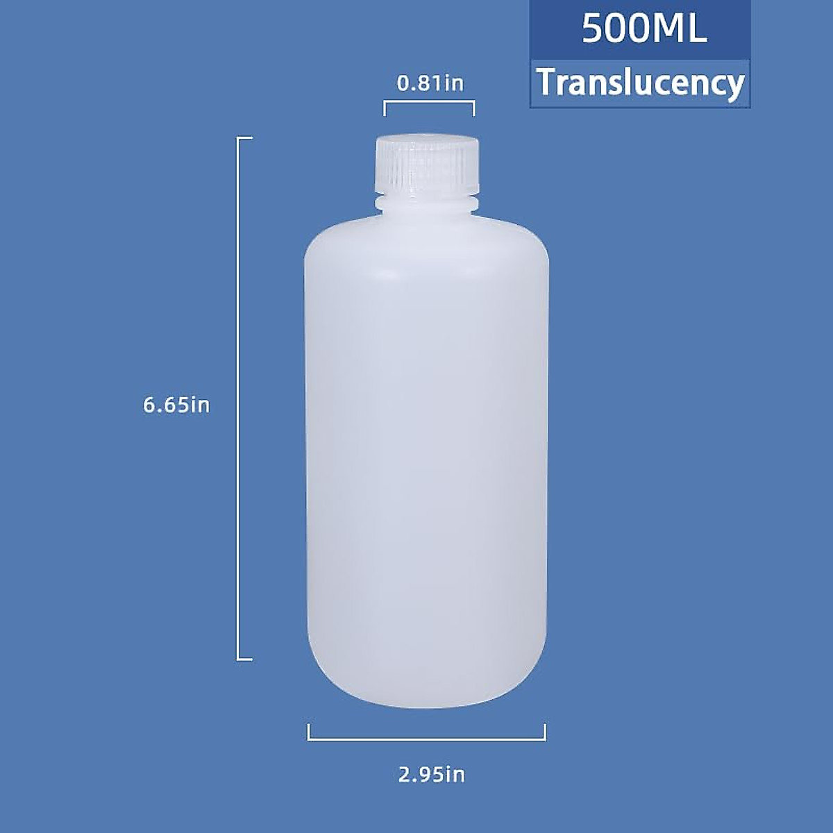ASEVAT 500ml/16.9 oz Narrow Mouth Round Chemical Container, Plastic Leak Proof HDPE bottle, Lab Reagent Bottles, Water Sample Bottles (2 Pcs)