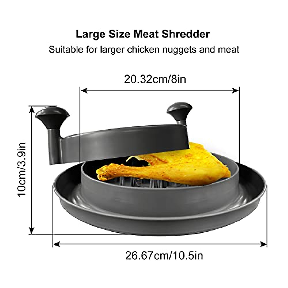GUEZASE Chicken Shredder Tool, Meat shredder, Suitable for Pulled Chicken, Meat Shredder Tool with Non-Skid Base, Dishwasher Safe BPA free Chicken shredder pro 10.5" (Grey)